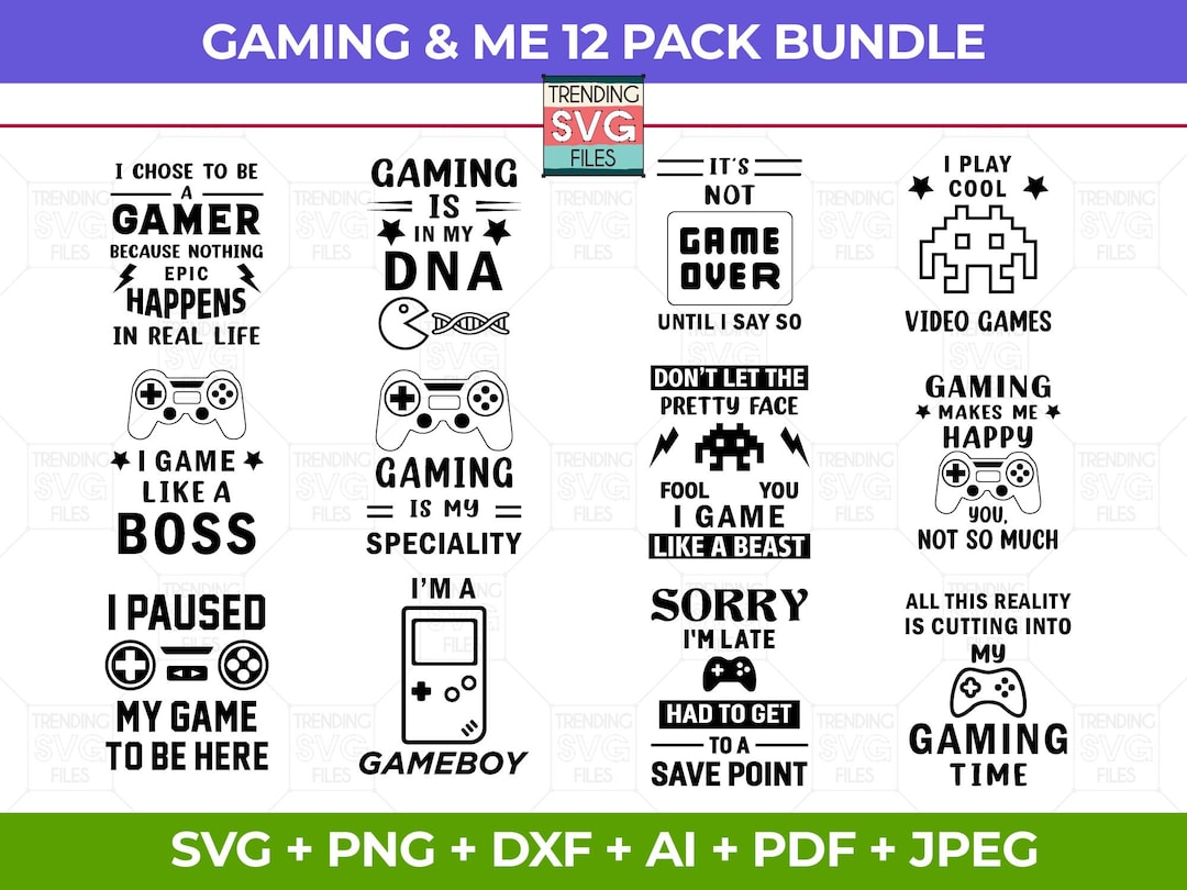 Gaming Svg File, Commercial Use Gamer Svg Bundle, Cut File for Cricut ...