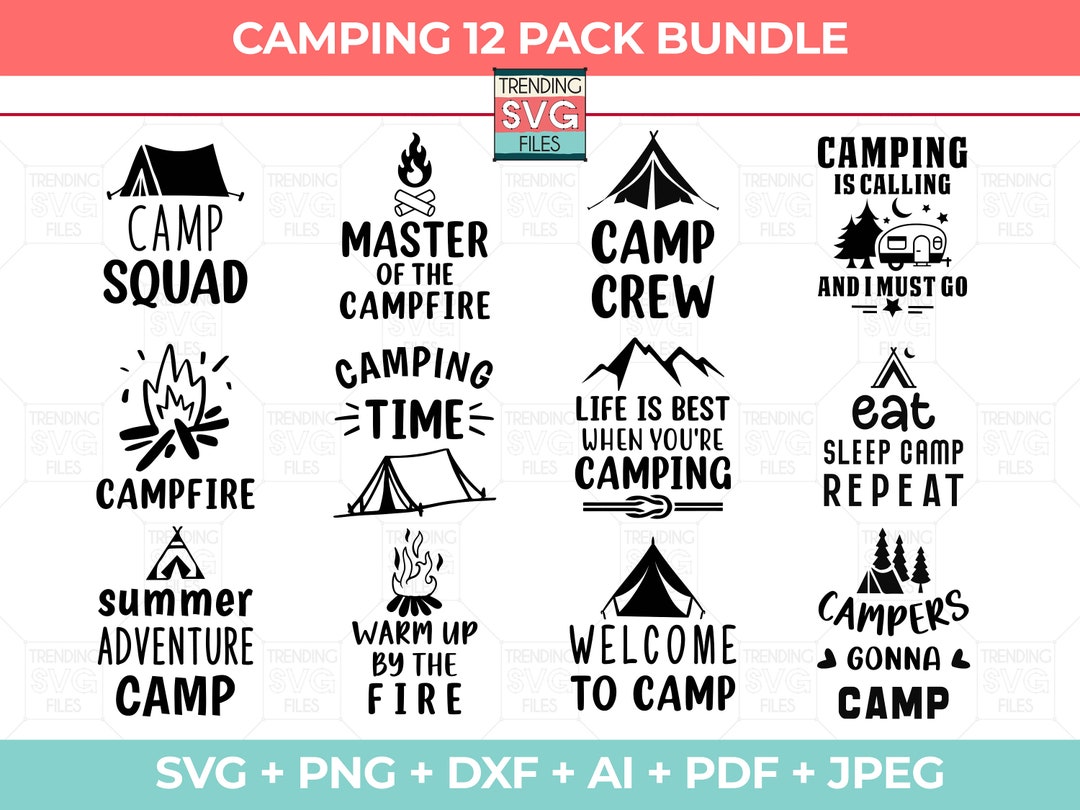 Camping Svg Cricut Cut File, Summer Camp Png, Commercial Use Bundle ...