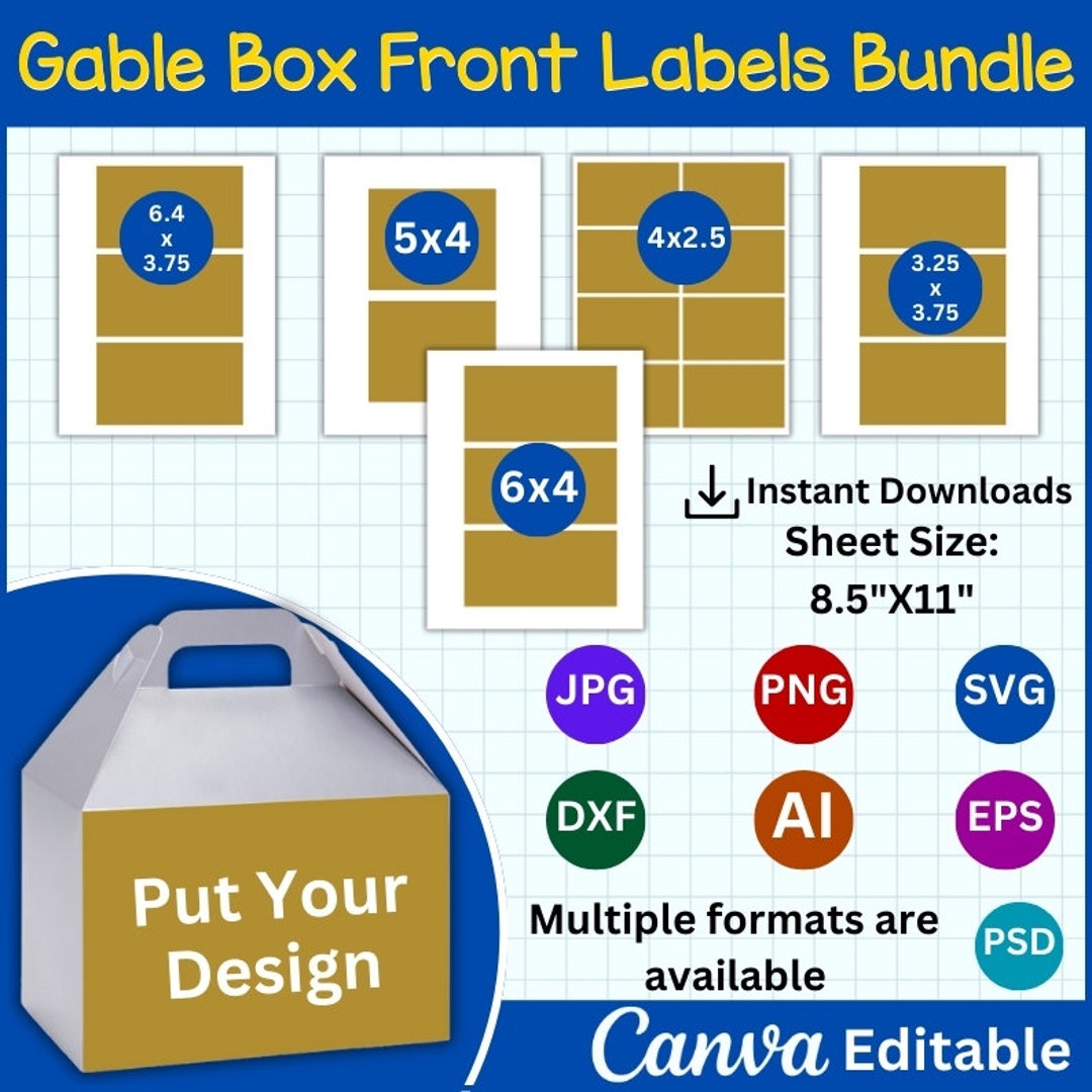 Gable Box Front Label Bundle Template, Gable Box Label, Printable Gable ...