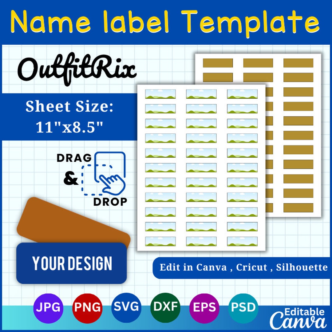 Name Label Template, Printable Name Tag, School Label Template, Blank ...