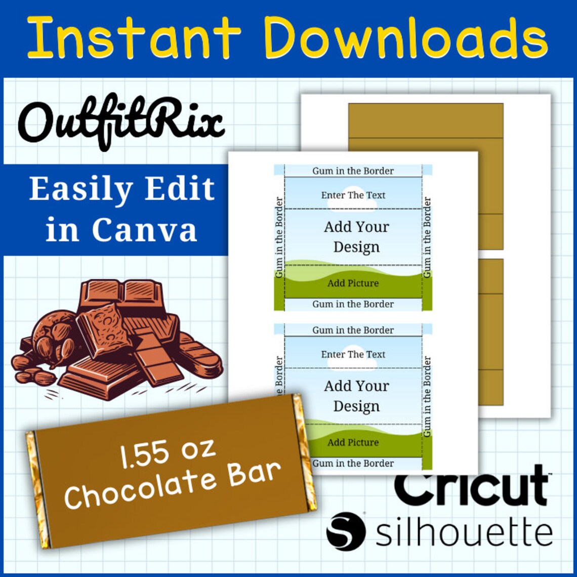 Chocolate Bar Wrapper Template, Chocolate Wrapper Label Template, Candy ...