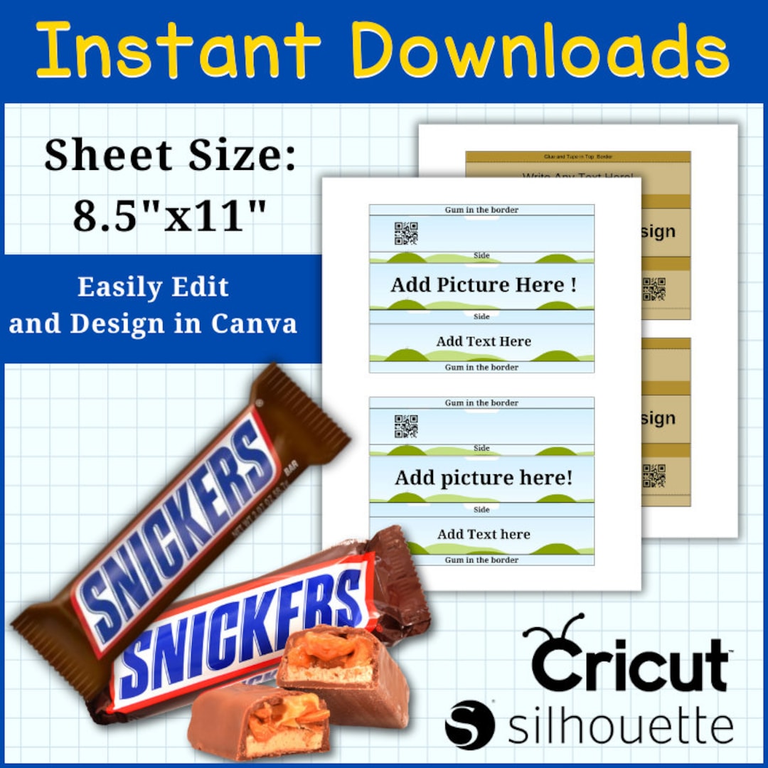 Snicker Bar Template, Snicker Bar Mockup ,rice Krispies Treats, Party ...
