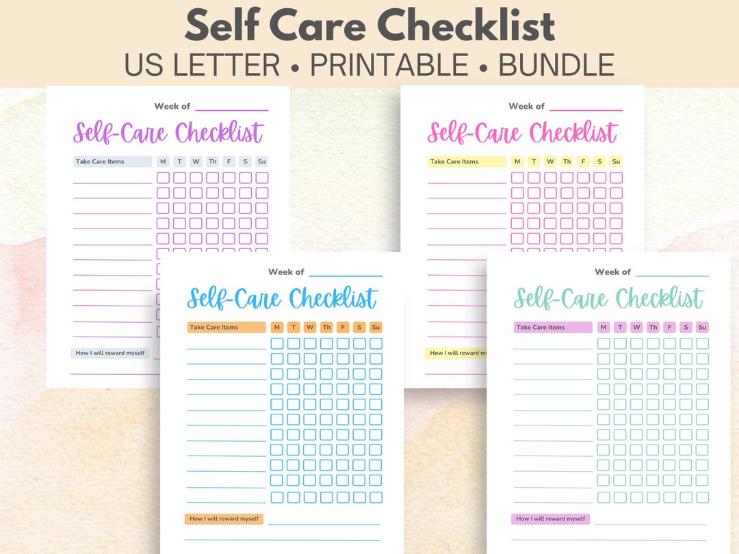 Self-care Check List Bundle Self-care Tracker Bundle - Etsy