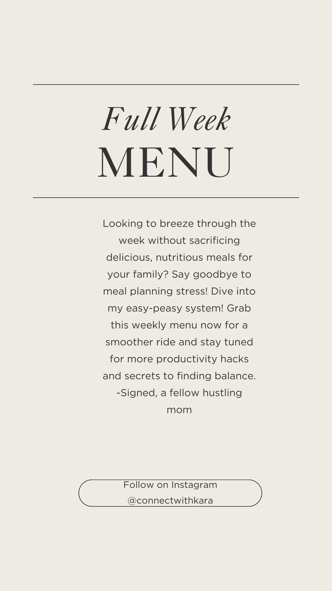 Full Week Menu for Busy Families - Etsy
