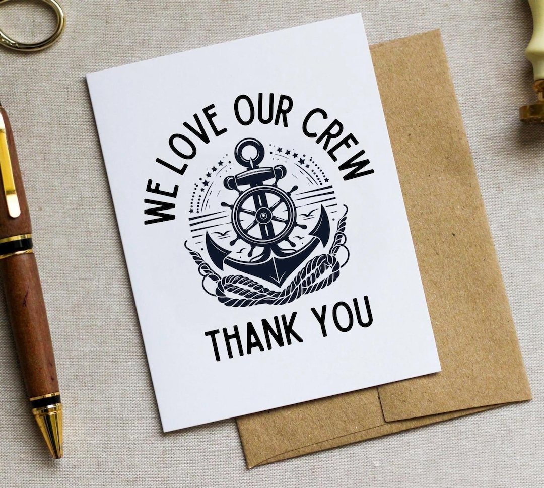 Cruise Crew Appreciation Card - Nautical Thank You - Crew Tip Cash ...