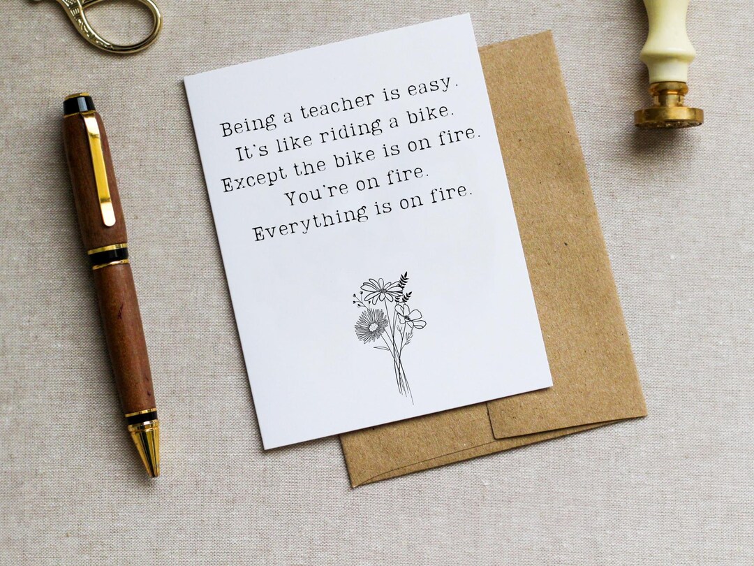 Funny Teacher Card - Teacher Appreciation - Gift for Teacher - Humor ...