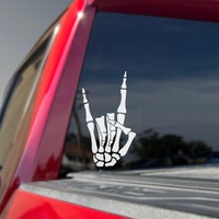 Skeleton Hand Metal Horns Sticker Rock & Roll Skull Vinyl Fun Window ...