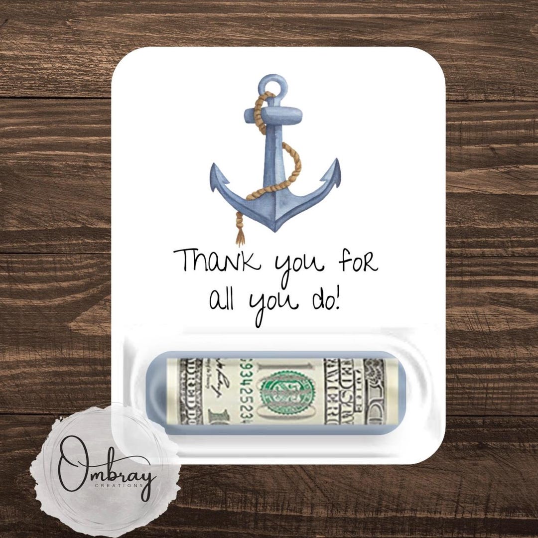 Cruise Crew Appreciation Money Card - Nautical Thank You - Crew Tip ...
