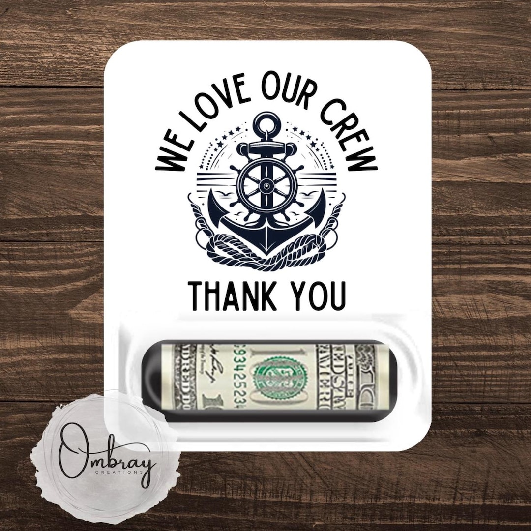 Cruise Crew Appreciation Money Card - Nautical Thank You - Crew Tip ...