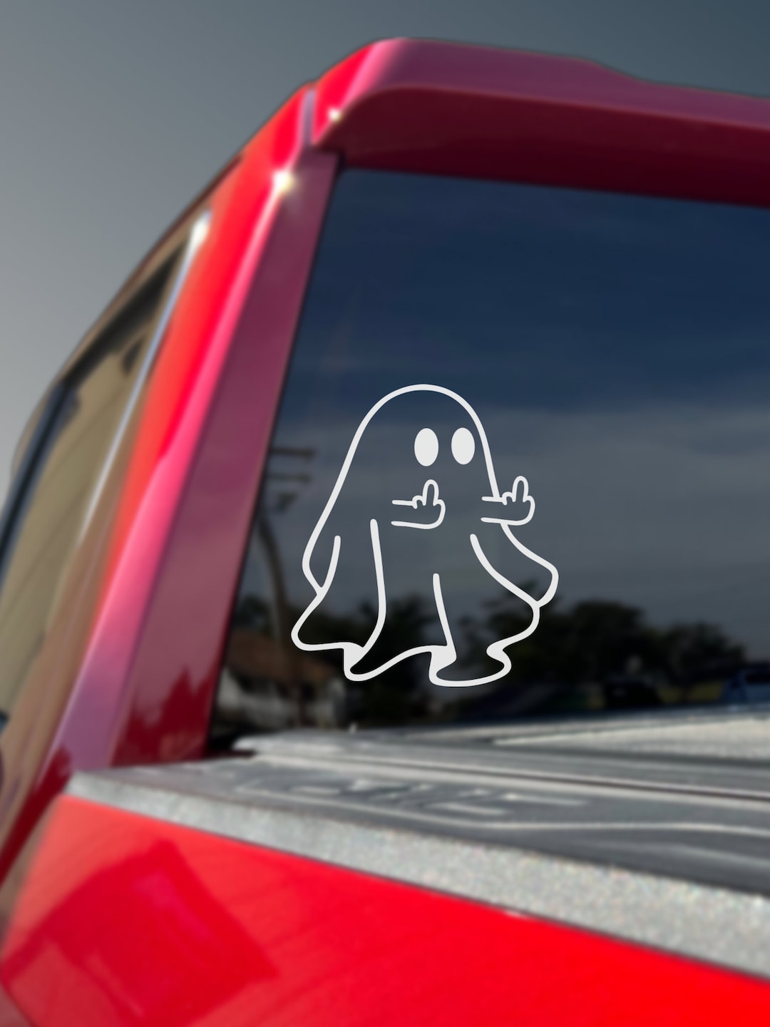Ghost Middle Finger Decal - Holographic - Metallic - Halloween - Window ...