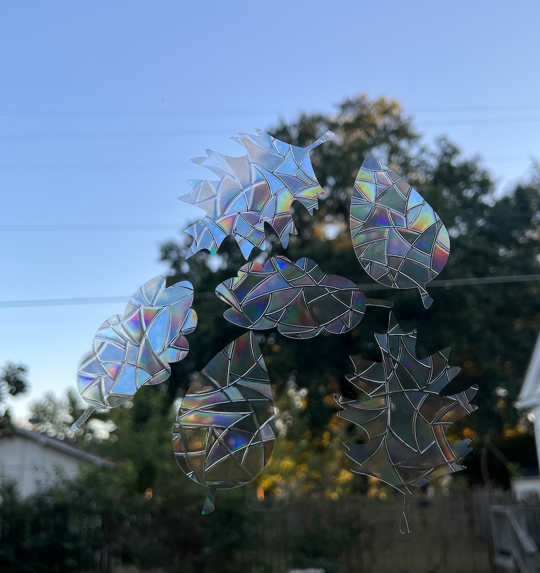 6 Leaf Suncatcher Decals - Fall Window Cling - Window Decal - Rainbow ...