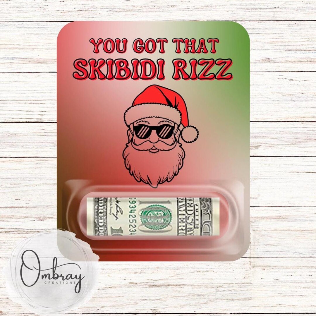 Skibidi Rizz Christmas Money Card: Gen Z Alpha Slang Cash Gift for ...