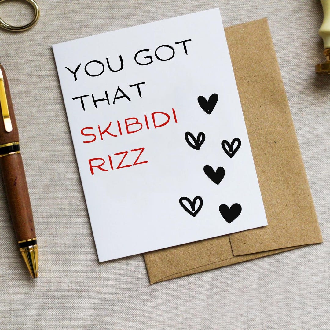 Funny Valentines Day Skibidi Rizz Card Gen Z Language Humor Gift for ...