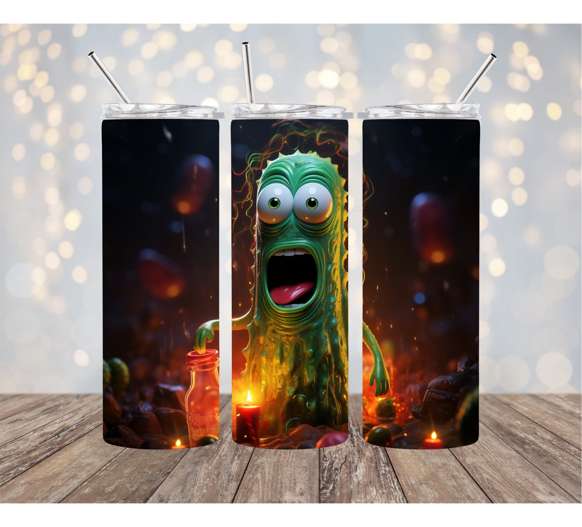 Neon Rick and Morty Pickle Rick Fan Art Digital Tumbler Wrap PNG ...