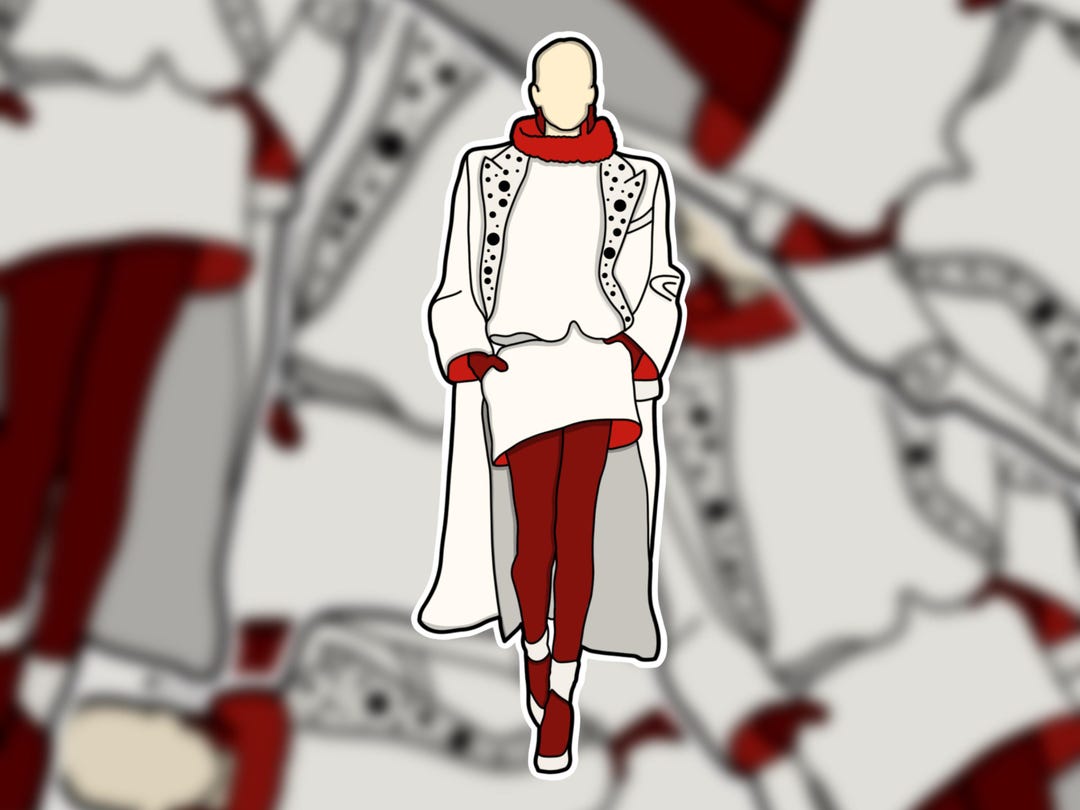 Runway Fashion Sticker – Chic Female Model in Trendy Outfit – Vinyl ...