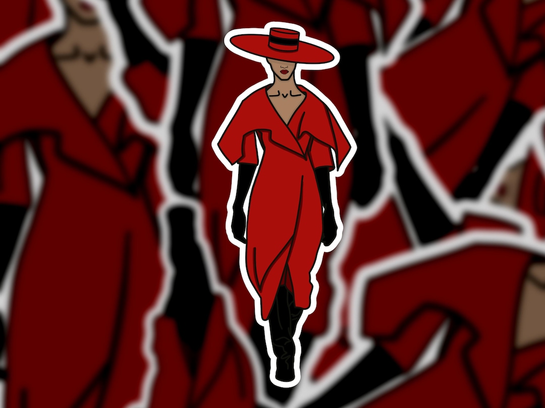 Runway Fashion Sticker – Red Dress Couture Sticker, Chic Designer Style ...