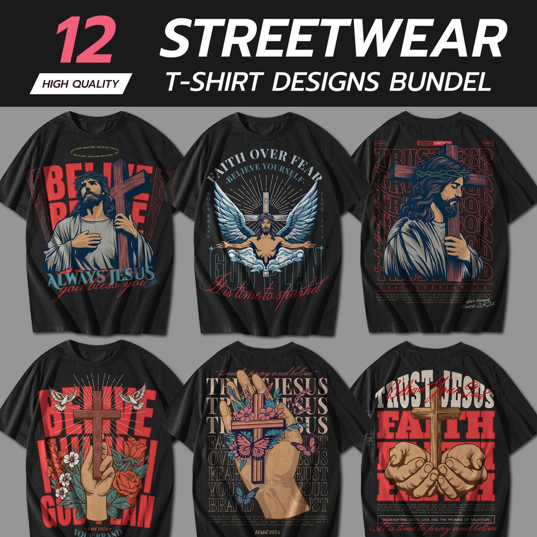 Christian Streetwear T-shirt Designs: Editable AI EPS Bundle - Etsy