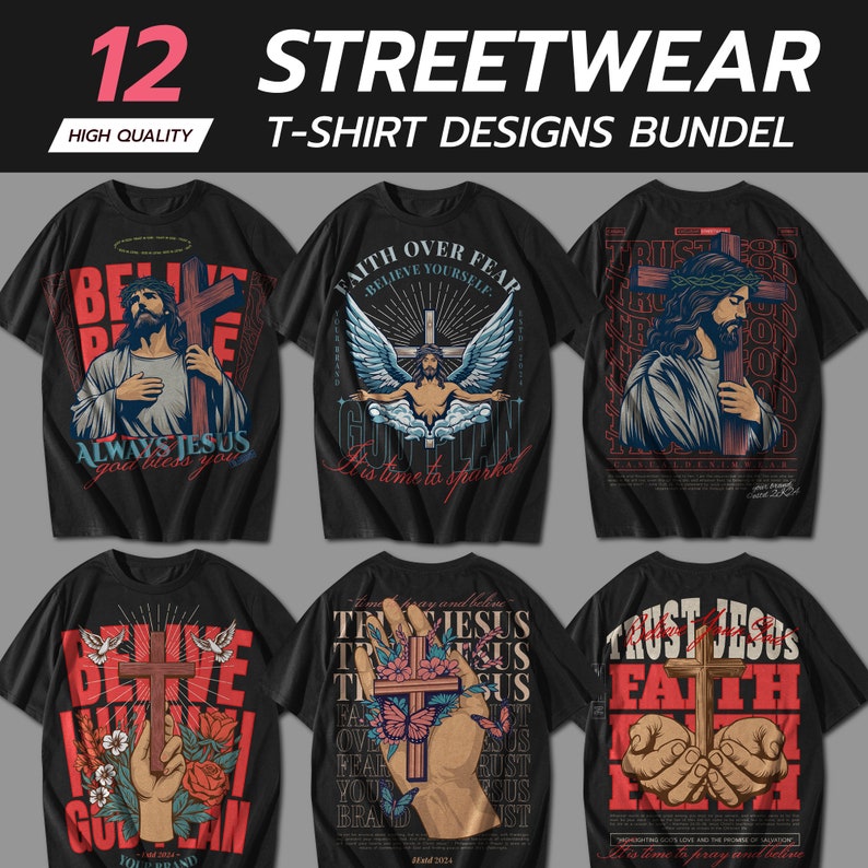 Christian Streetwear T-shirt Designs: Editable AI EPS Bundle - Etsy