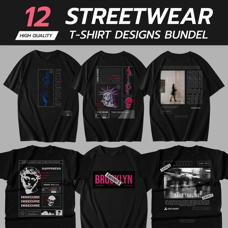 Urban Streetwear T-shirt Designs | T-shirt Designs Bundle | Streetwear ...