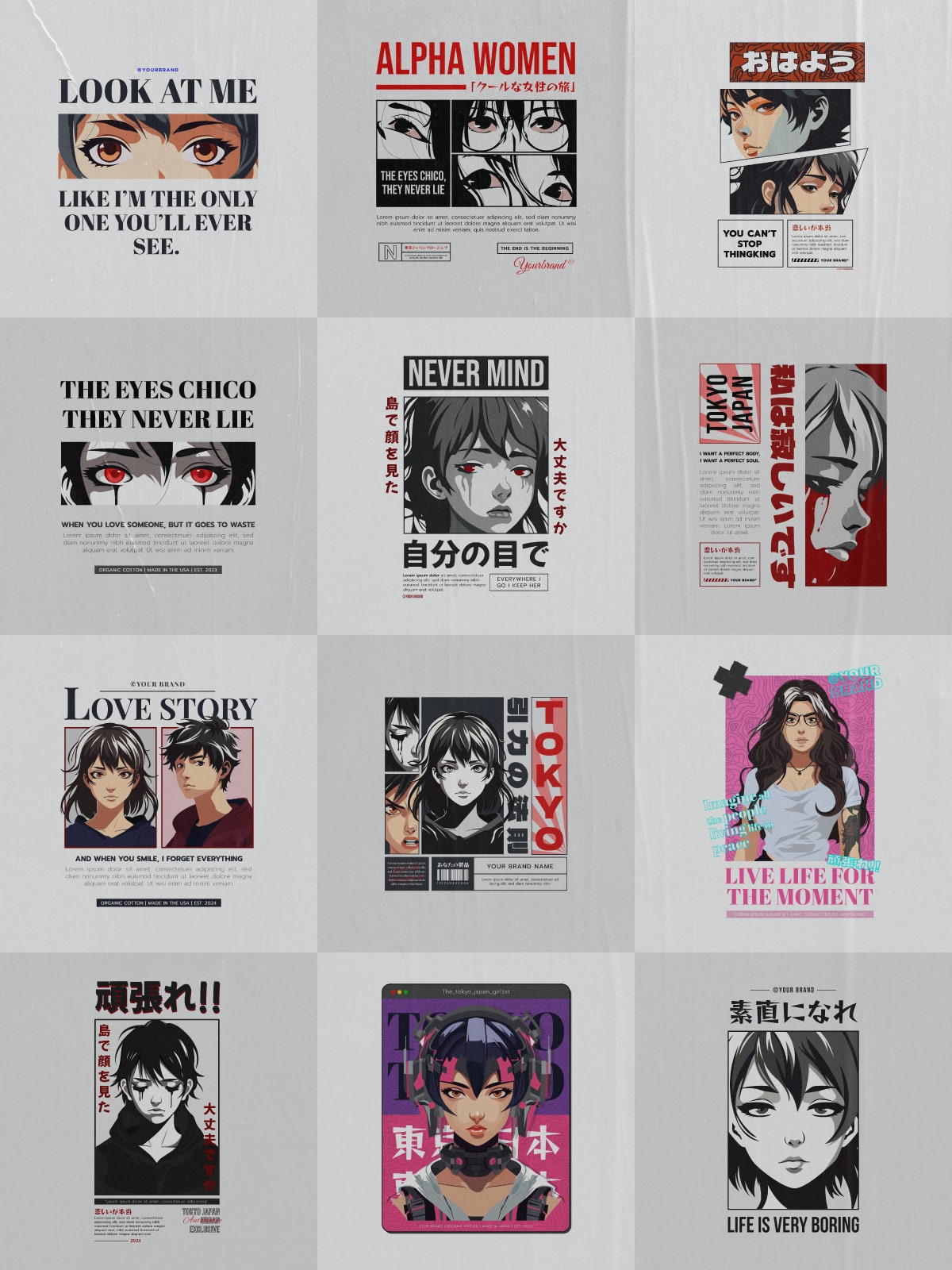 Japanese Streetwear Designs | Anime T-shirt Designs Bundle | Anime ...