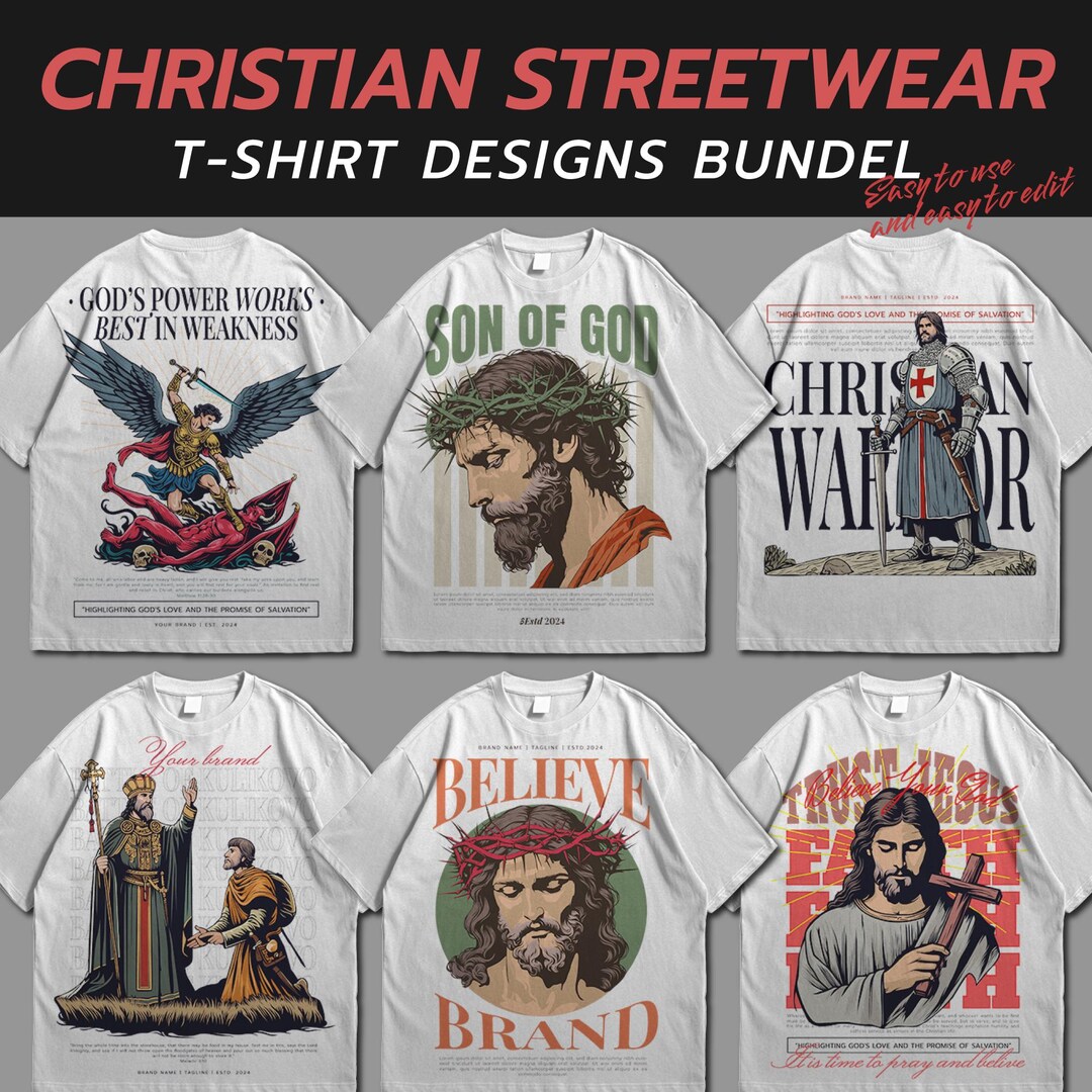 Christian Streetwear T-shirt Designs Bundle (AI & EPS Files) - Etsy
