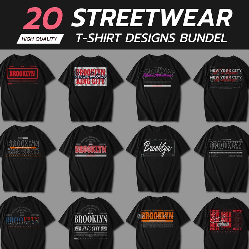 Urban Typography T-shirt Designs: Streetwear Bundle (AI & EPS) - Etsy