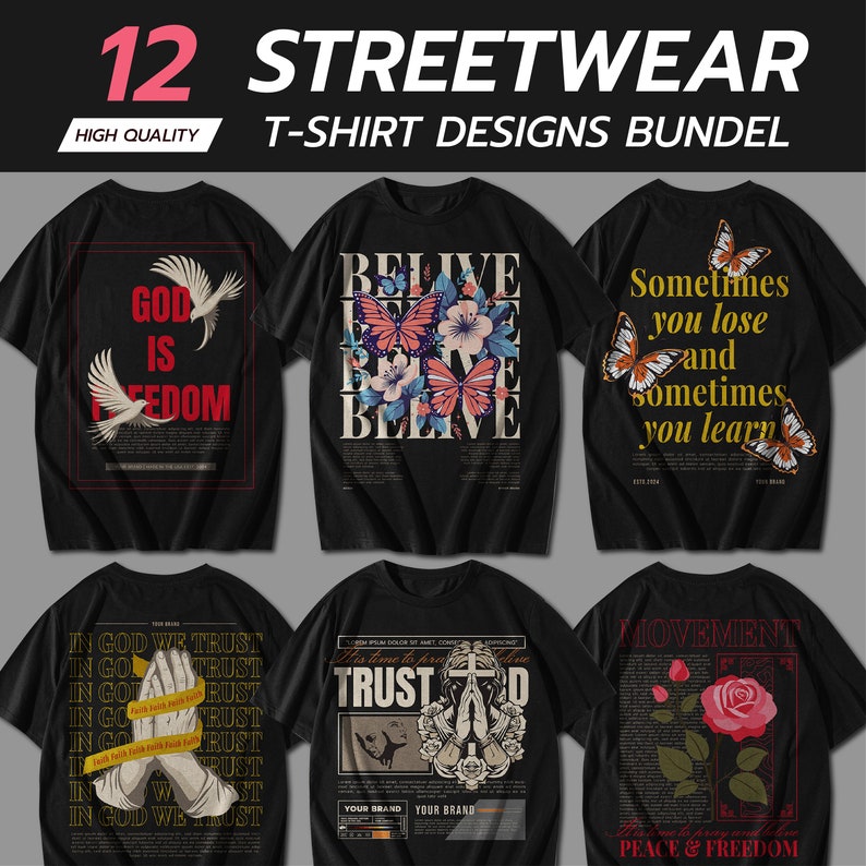 Christian Streetwear T-shirt Designs Bundle (digital Download) - Etsy