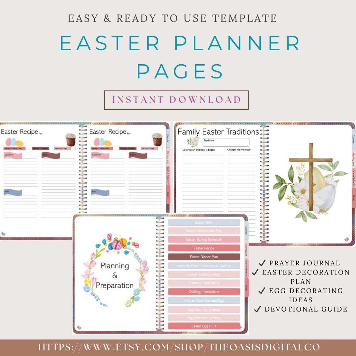 Easter Planner Printable Planner Template Basket & Egg Hunt Planner Easter Party Organizer ...