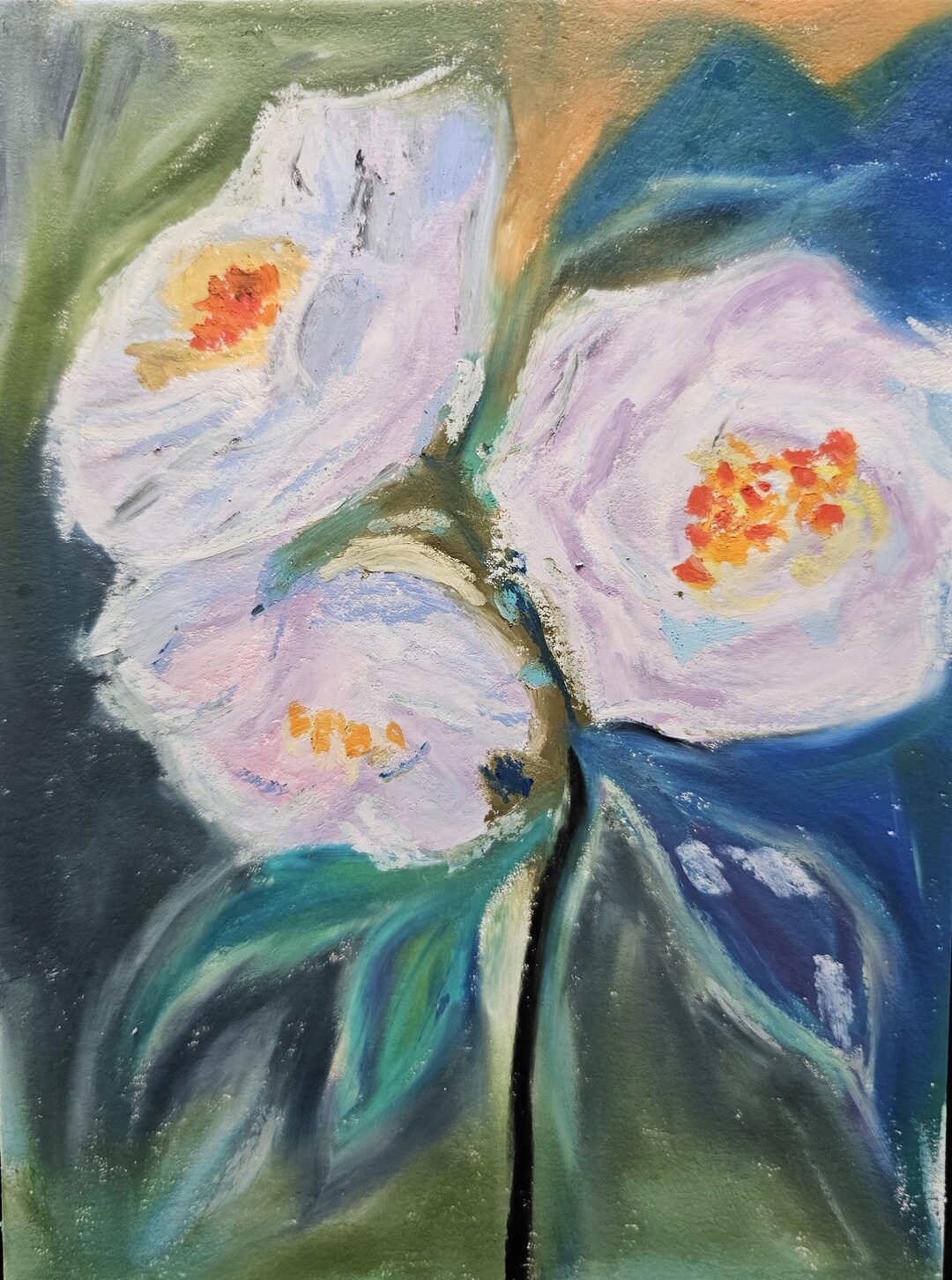 Original Abstract Rose Oil Pastel Painting 5x7 | Expressionism Art ...