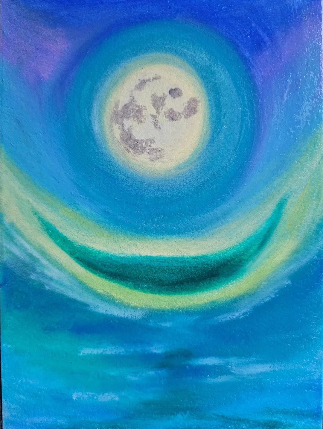 Original Expressionism Art - Super Moon/original Oil Pastel Drawing ...