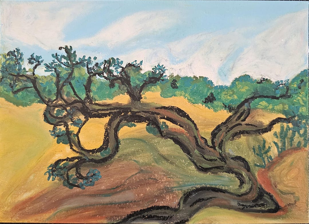 Original Expressionism Art - Vortex Juniper Utah/original Oil Pastel ...