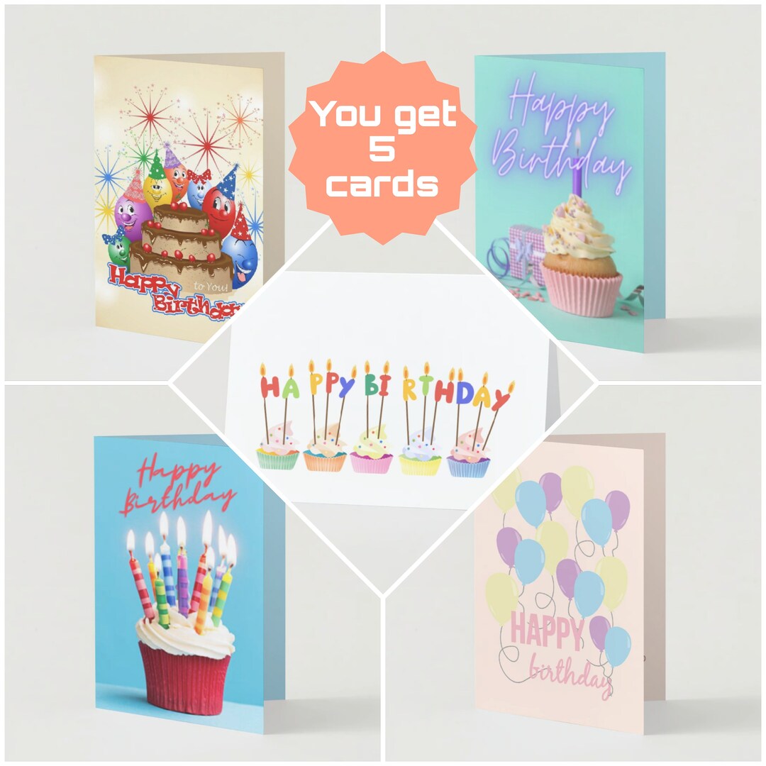 Printable Happy Birthday Foldable Card, Birthday Cake, Balloon, Candle ...
