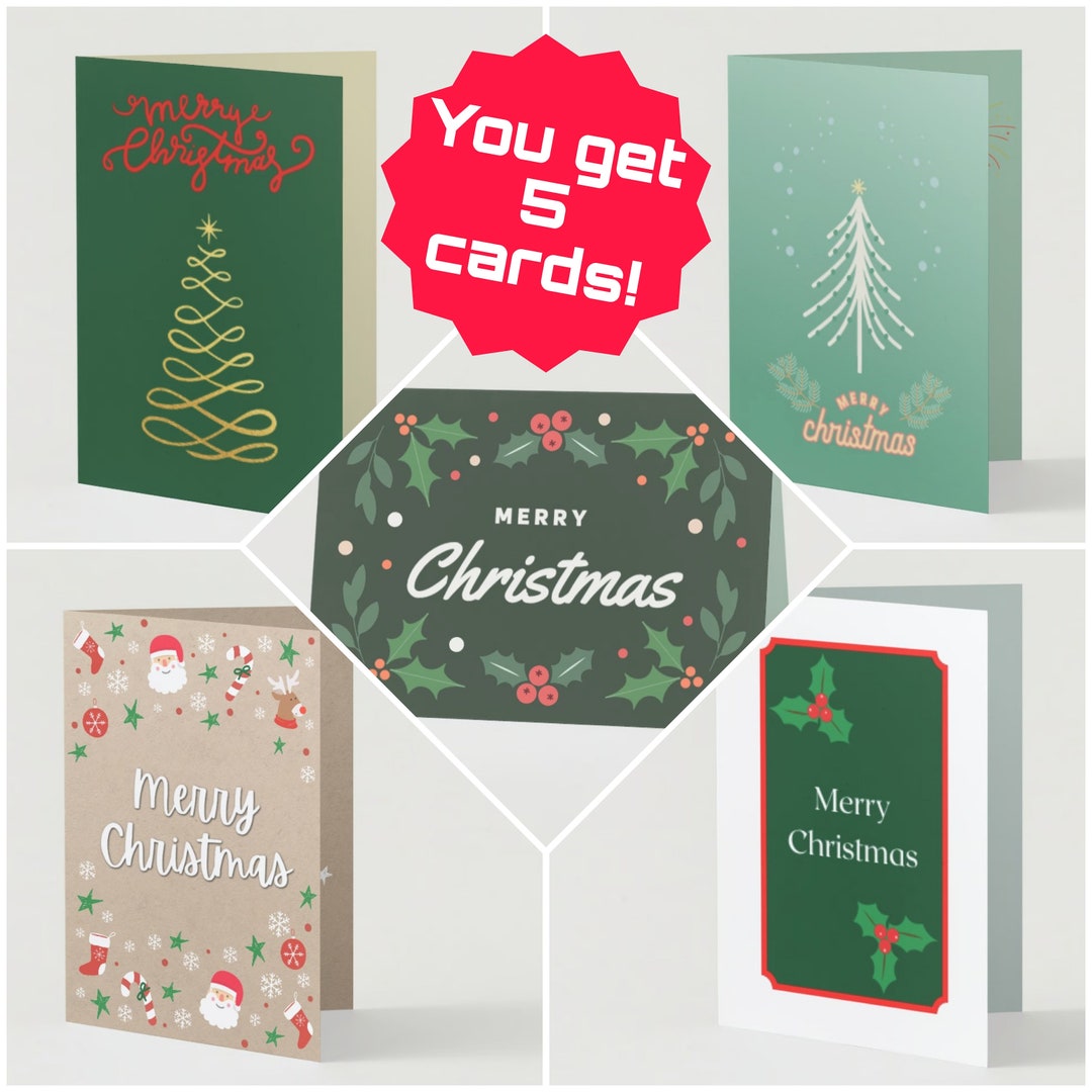 Printable Christmas Foldable Card, Happy Holidays, Merry Christmas ...