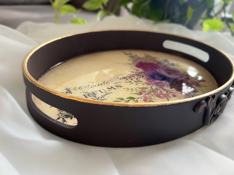 Wooden Serving Tray With Resin | Purple | Medium Size | Raised-texture ...