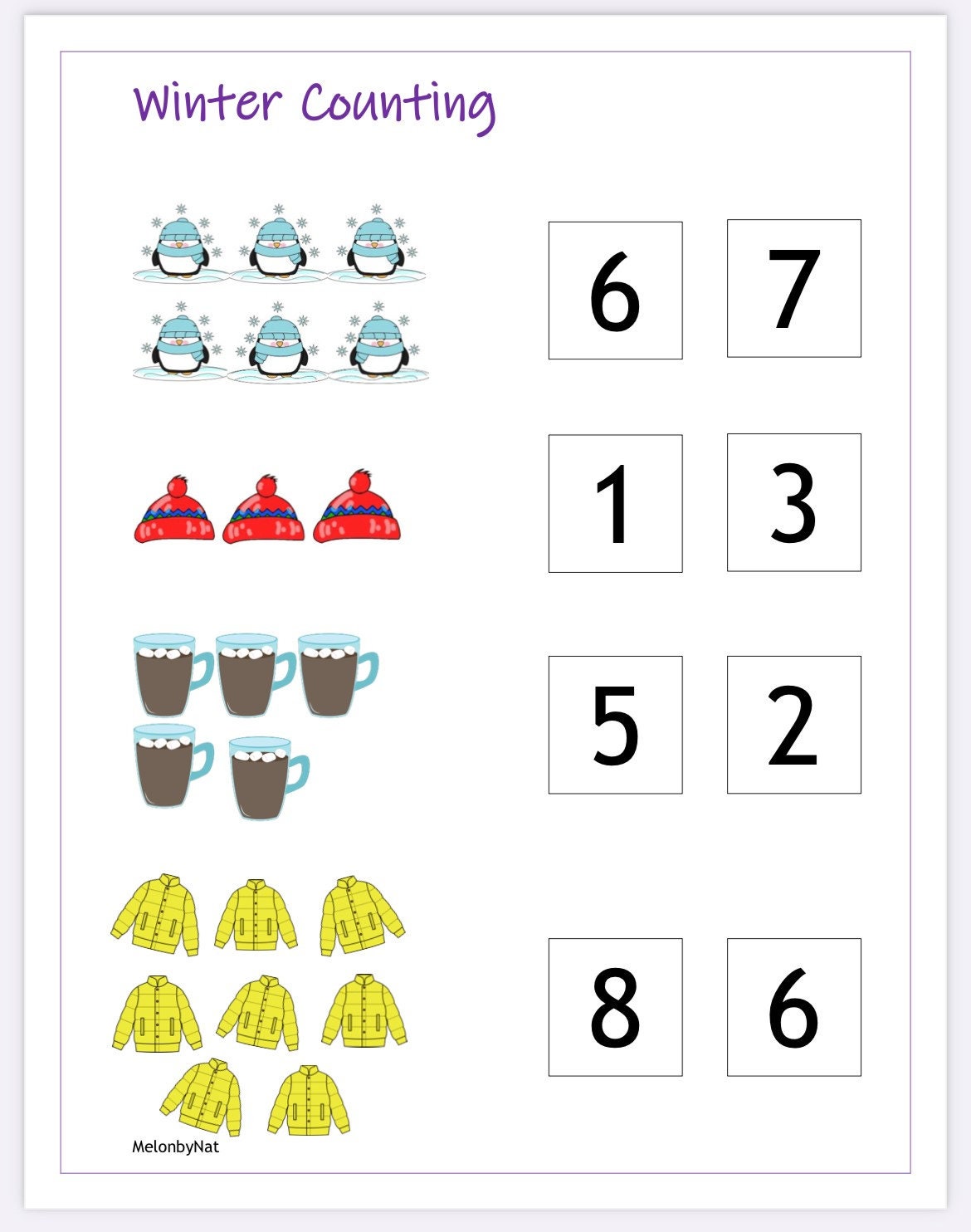 Preschool Count and Match Activity Sheet - Etsy