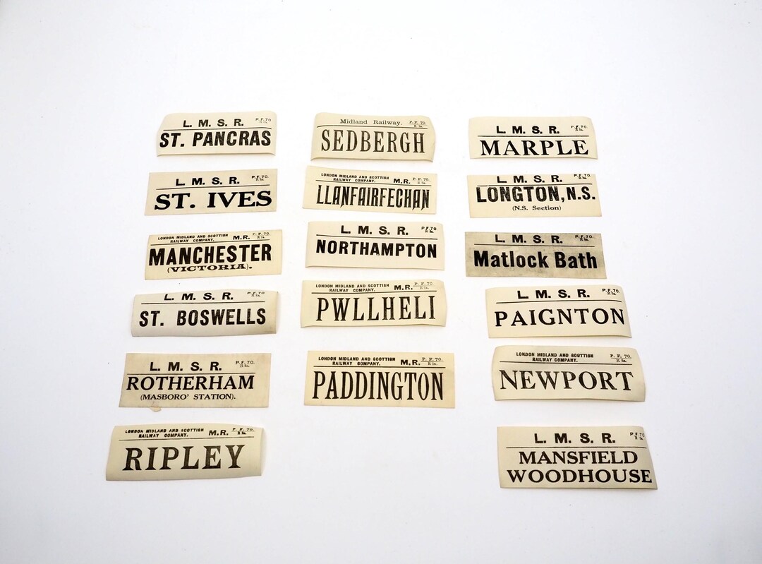 Antique Original Railway Train Luggage Label Collection X 17 ...
