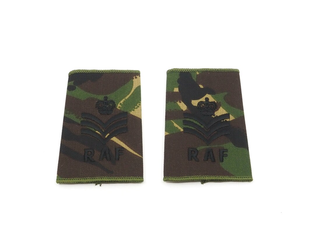 Vintage Pair of RAF Camo Rank Slides Flight Sergeant Royal Air Force ...