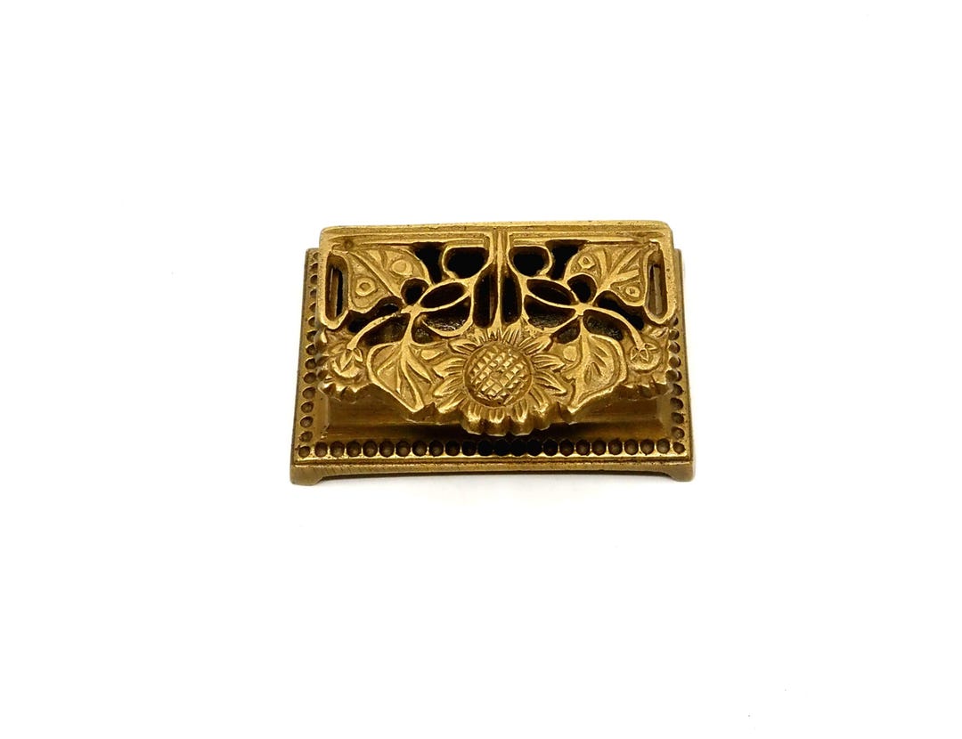 Vintage Brass Ring Box, Art Nouveau Sunflower Brass Stamp Box, Postage ...