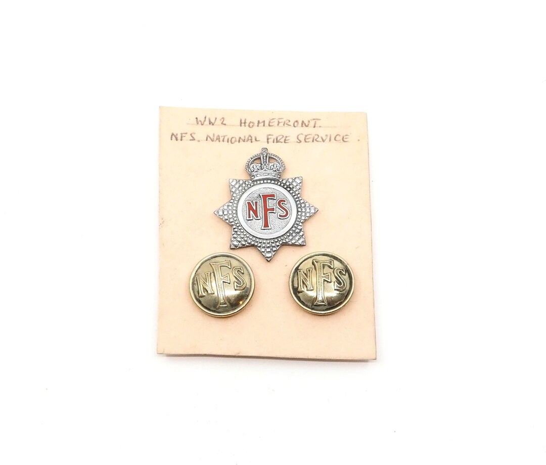 Original WW2 Home Front NFS National Fire Service Cap Badge and 2 ...