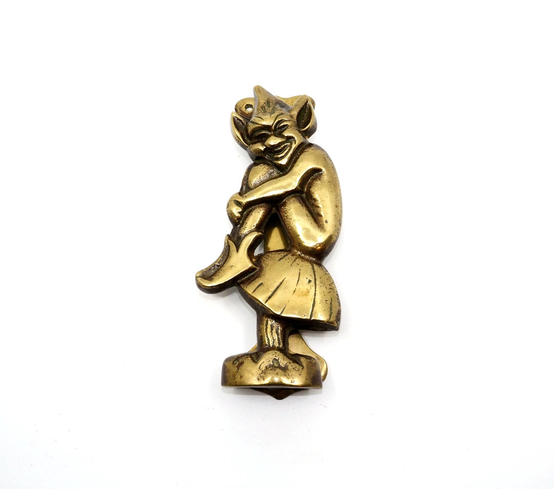 Large Antique Vintage Brass Pixie Door Knocker - Queen of the Piskies ...