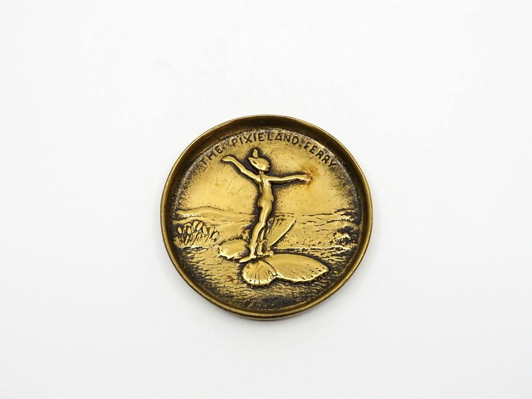 Vintage 1930's the Pixieland Ferry Brass Dish - Pixie Jewel Small ...