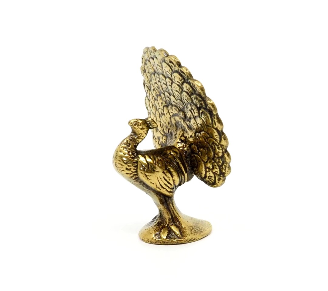 Vintage Solid Brass Peacock Figurine, Retro Brass Peacock Ornament ...