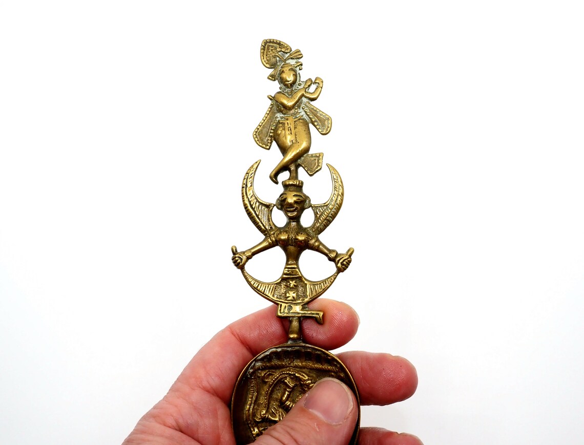 Antique Hindu Ceremonial Brass Spoon Incense Ritual Spoon, Altar Tool ...