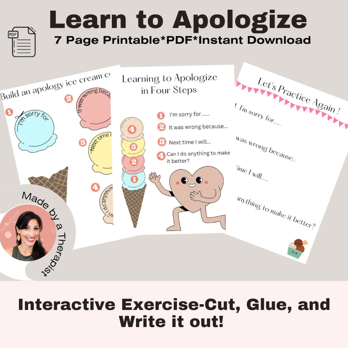 Apology Letter, Kids Apology Template, Apology Card, Apology Worksheet ...