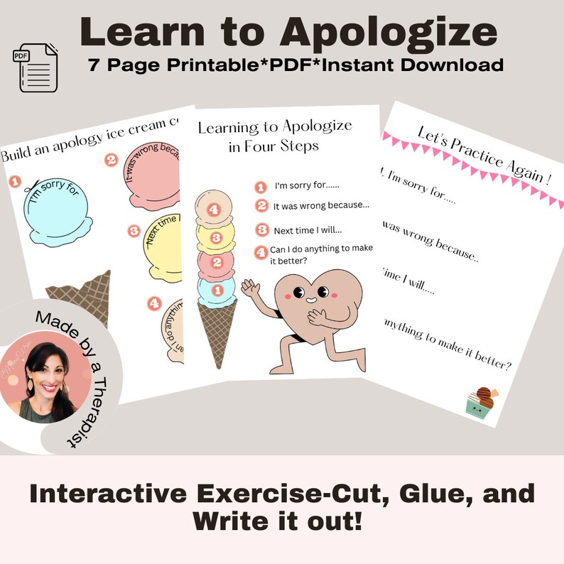 Kids Apology Printable, Apology Letter, How to Apologize Worksheet ...