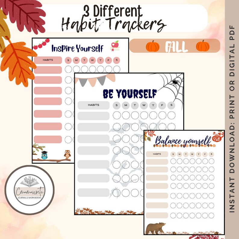 Halloween Habit Tracker Printable or Digital, Fall Themed Daily Habit ...