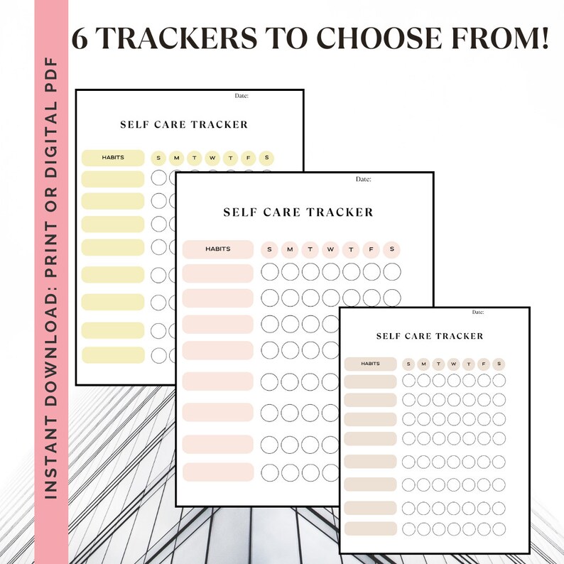 Digital Habit Tracker: Self Care Checklist (printable PDF) - Etsy