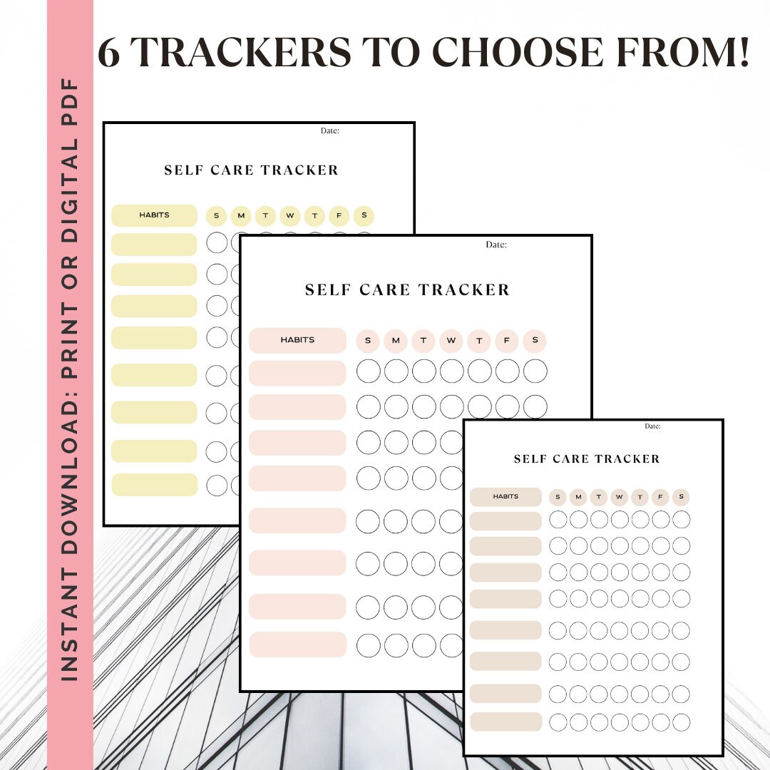Digital Habit Tracker: Self Care Checklist (printable PDF) - Etsy