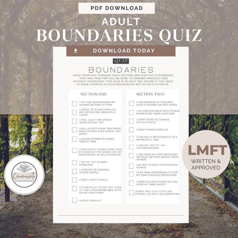 Boundaries Quiz: Adult Self-reflection Worksheet (PDF Download) - Etsy