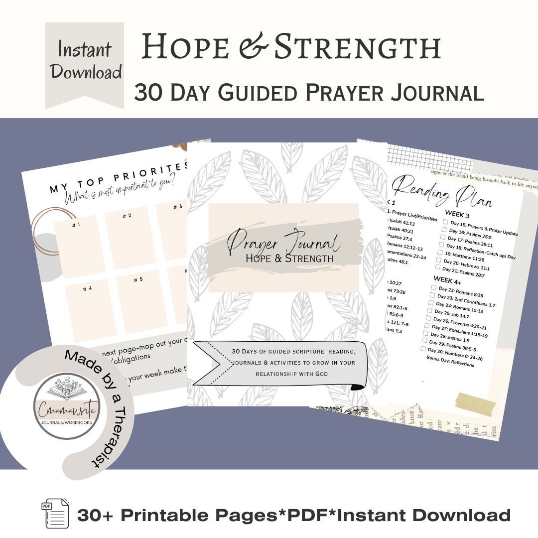 30-day Christian Prayer Journal: Hope & Strength (PDF Printable) - Etsy